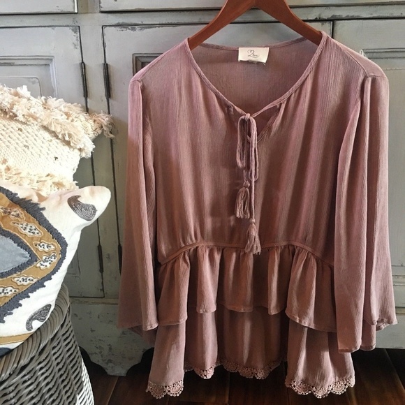 Tops | New Boho Rose Tiered Ruffle Tassel Blouse Top | Poshmark